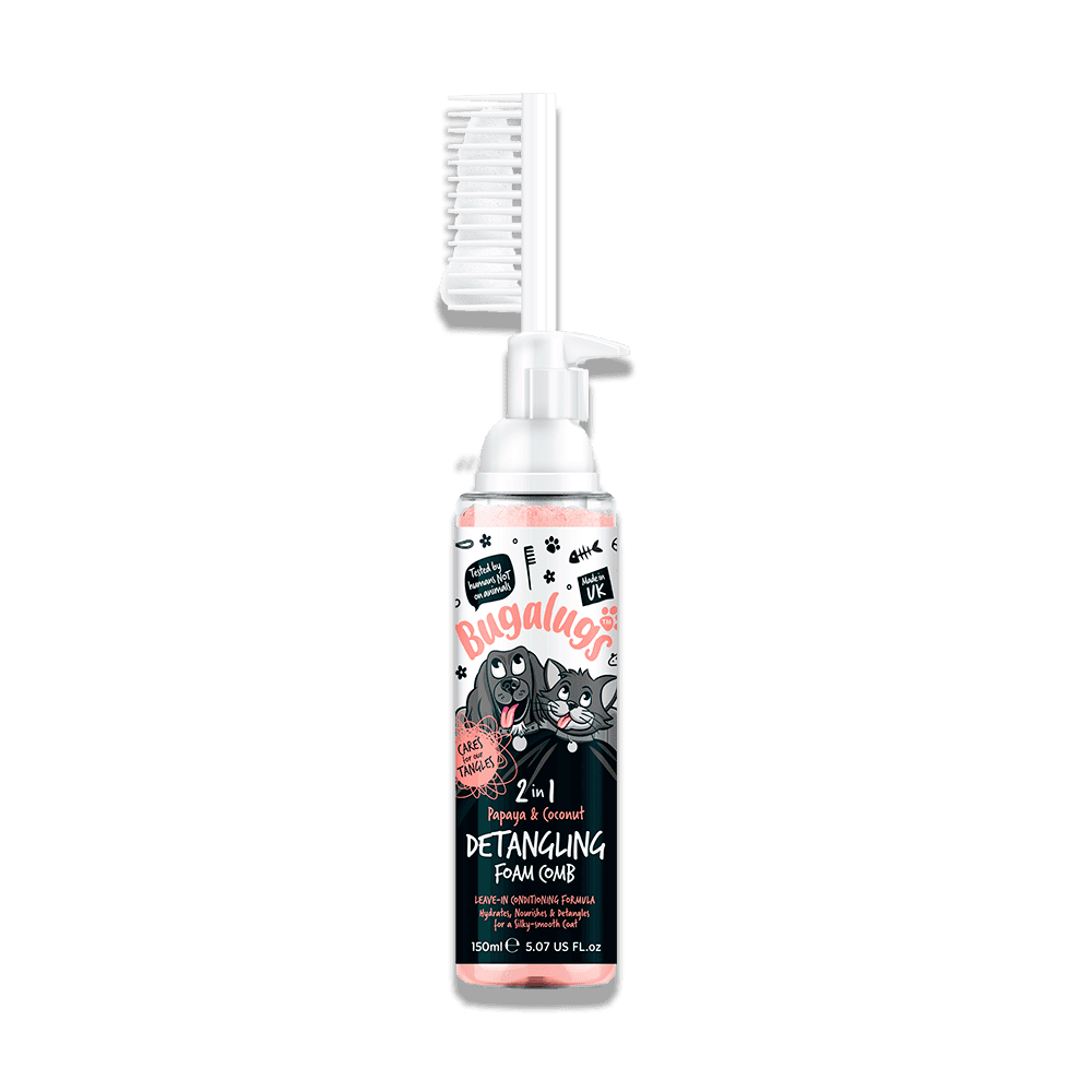 Bugalugs 2 in 1 Papaya & Coconut Detangling Foam Comb for Dogs & Cats ...